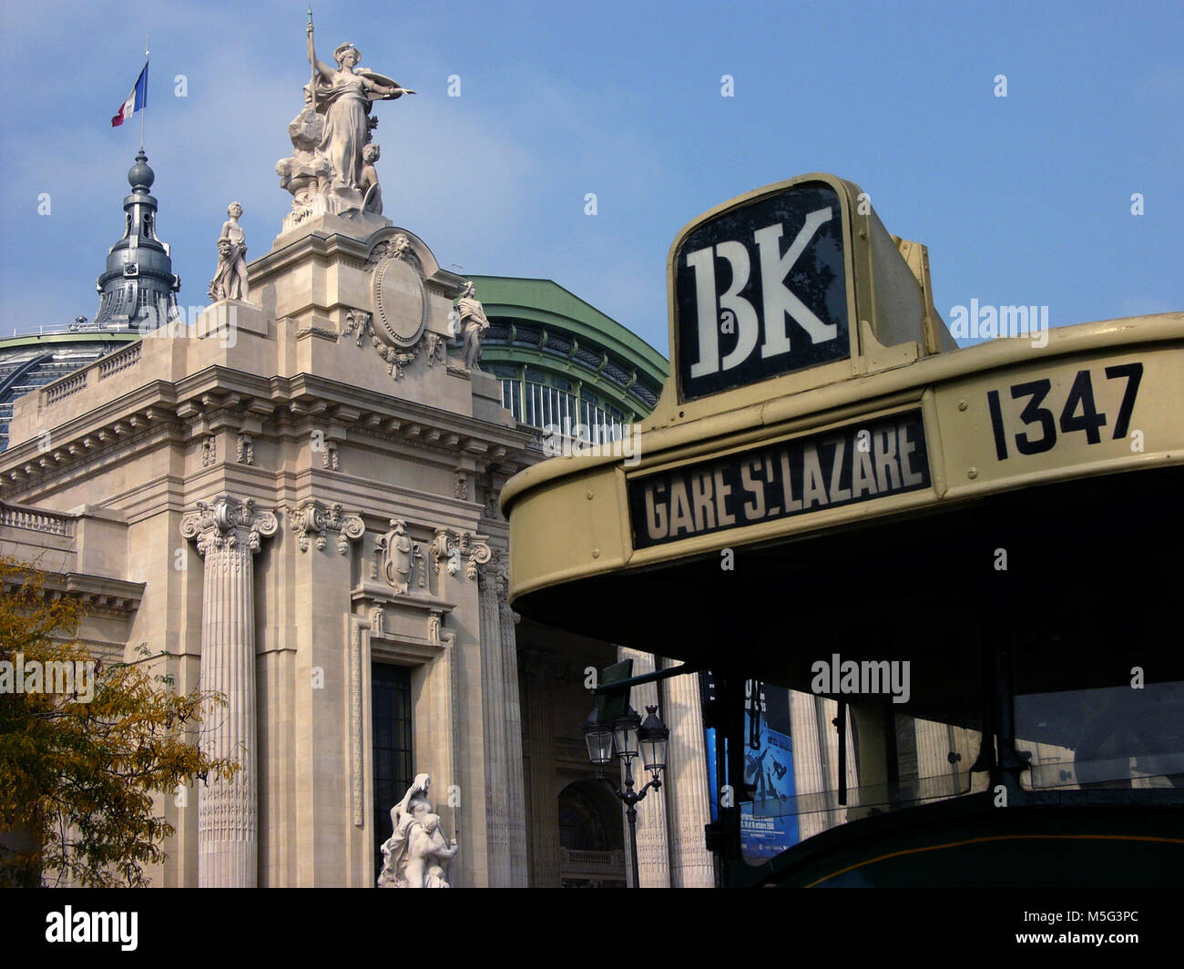 FRENCH VINTAGE - PARIS VINTAGE BUS AND IMPERIAL BUS FRONT OF GRAND ...