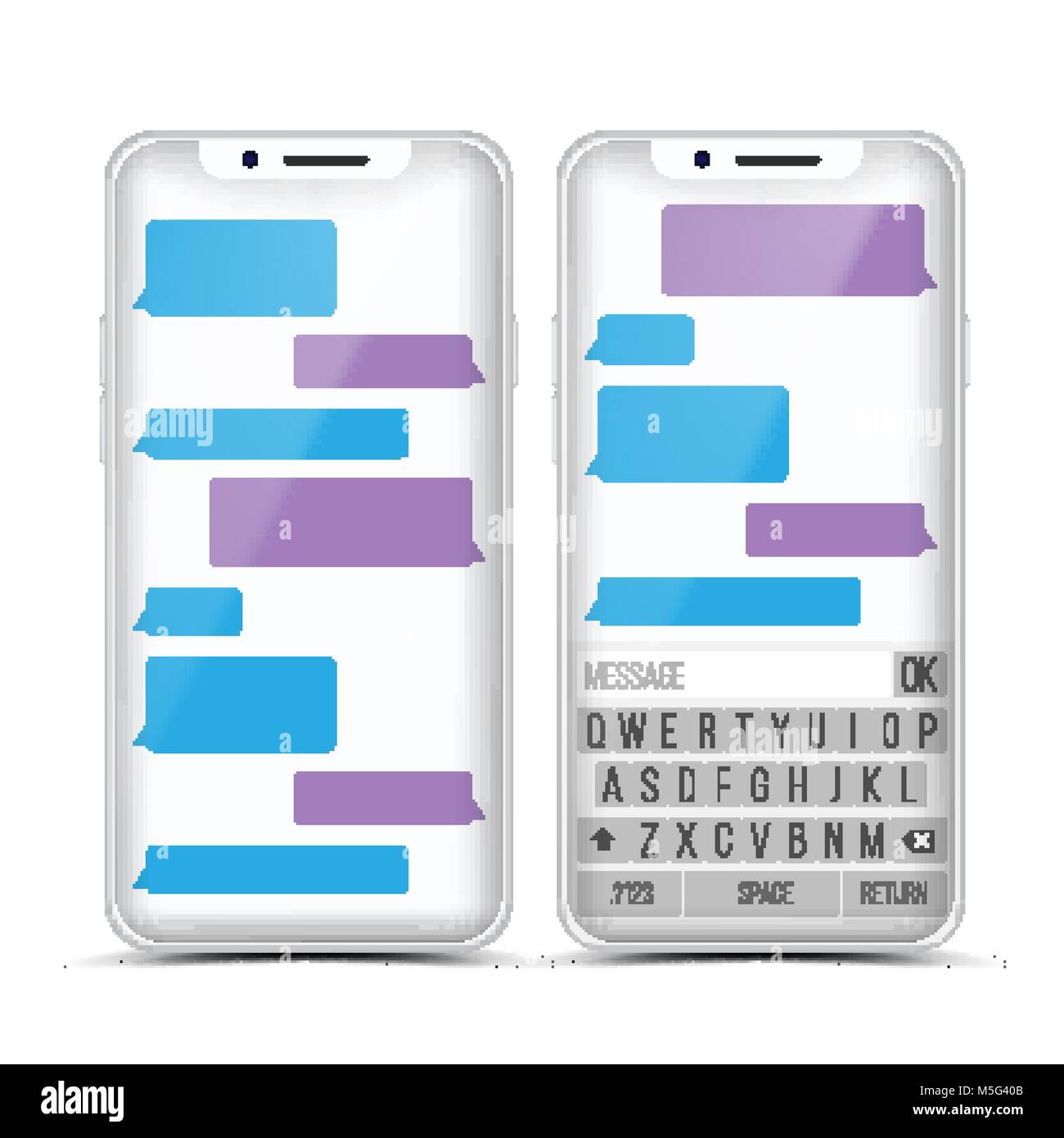 Messenger Vector. Speech Bubbles. Phone Chat Interface. Realistic ...