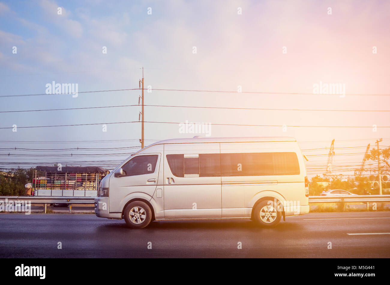 Car driving on highway road Stock Photo - Alamy