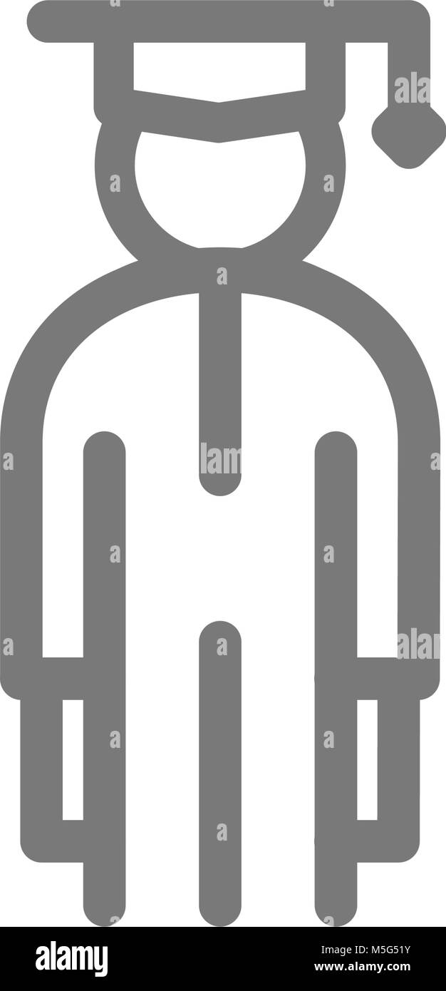 Simple student, man in graduation cap line icon. Symbol and sign vector ...
