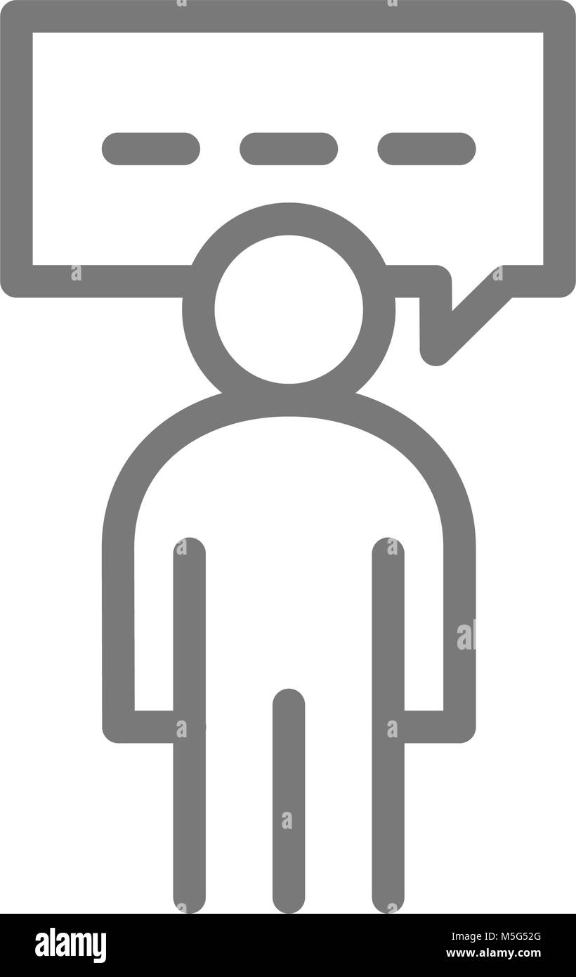 Simple man talking line icon. Symbol and sign vector illustration ...