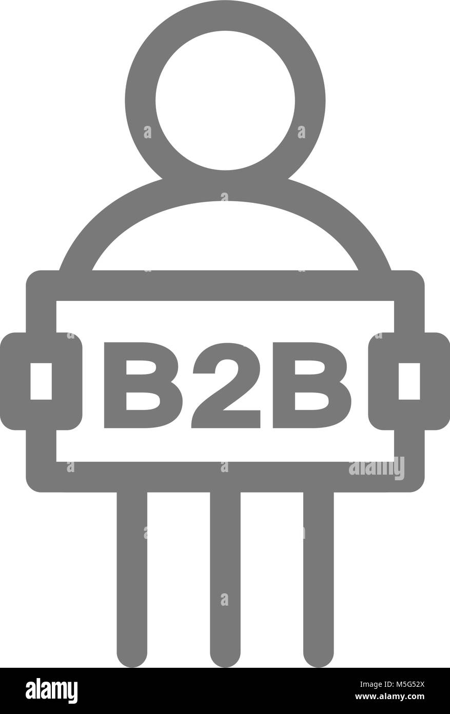 Simple man with b2b sign line icon. Symbol and sign vector illustration ...