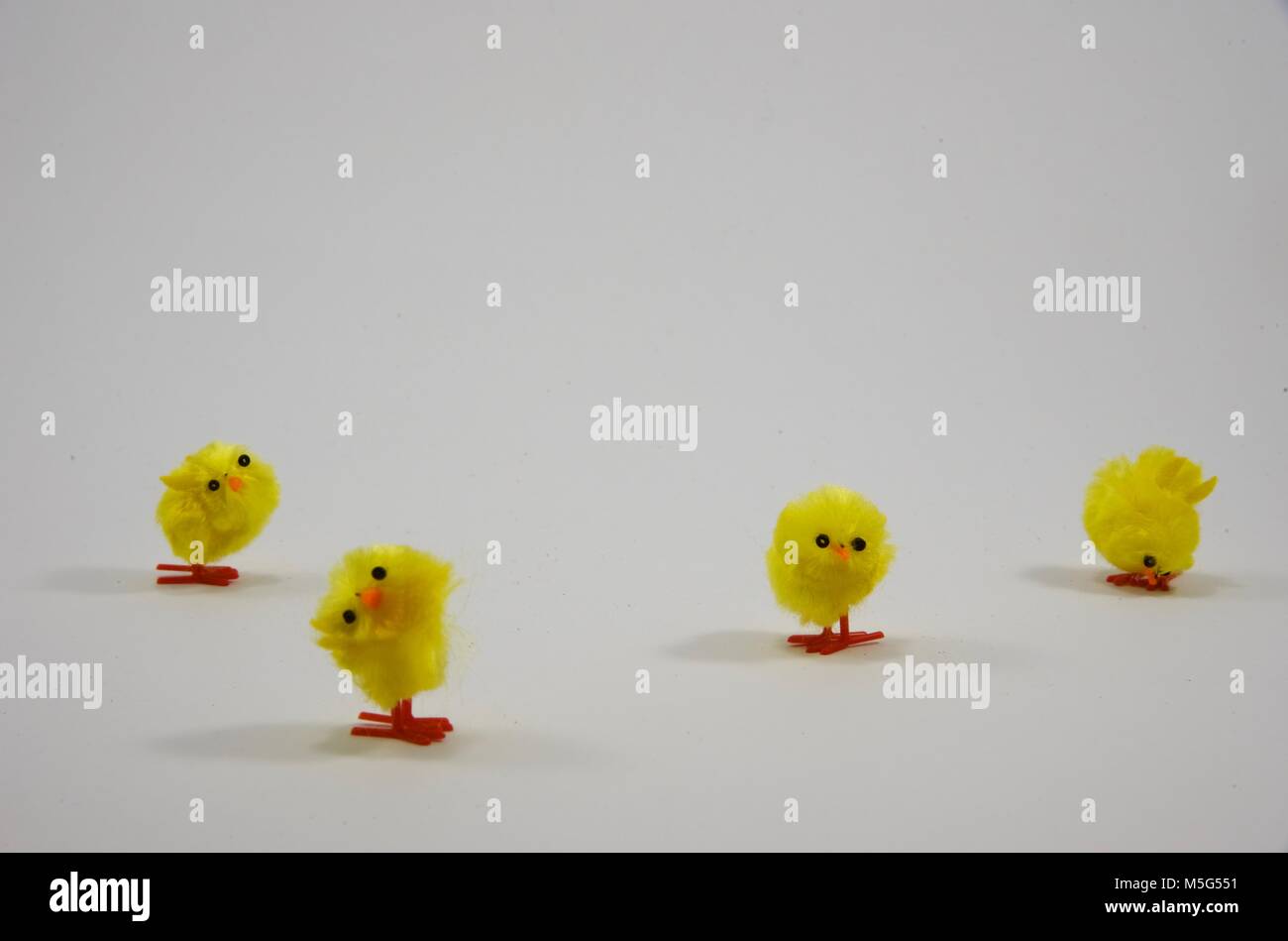 Four little Easter chicks greeting card Stock Photo - Alamy