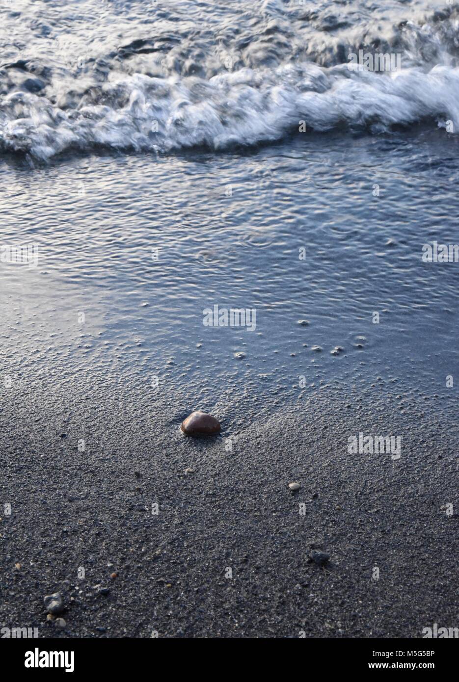 Stone on sand shore Stock Photo - Alamy