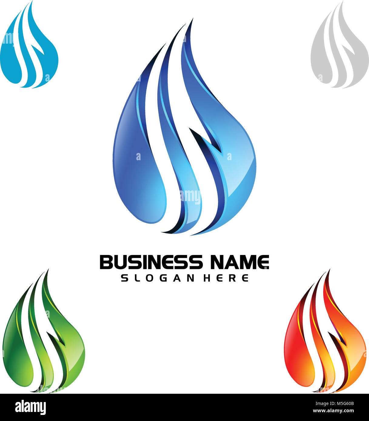 Water Drop, Oil, Gas, 3d blue water drop vector logo design Stock ...