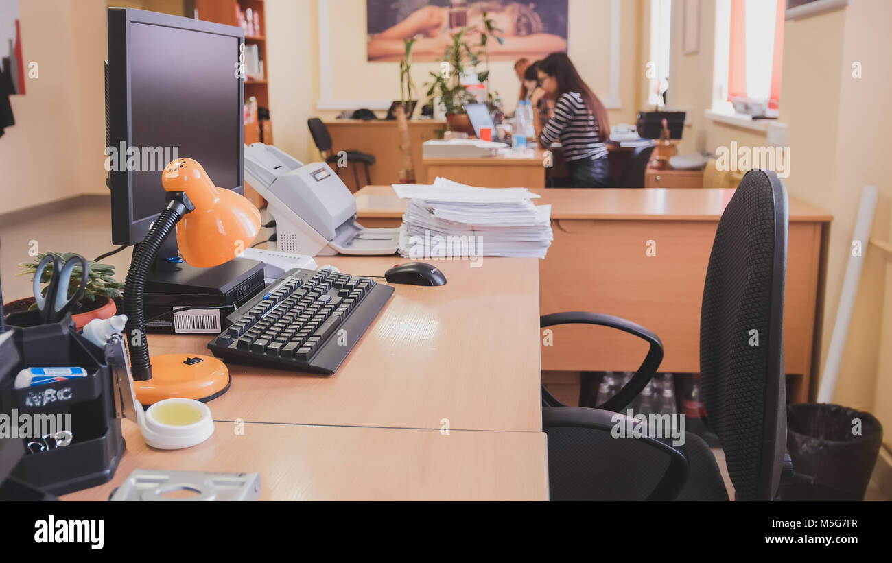 Working office life - workplace personnel with pc Stock Photo - Alamy