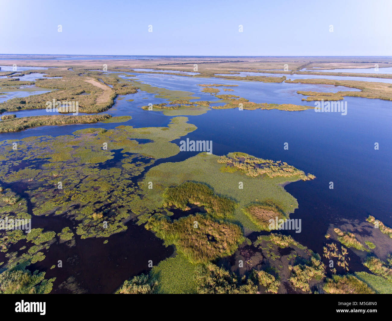 Danube Delta aerial view (Delta Dunarii) Romania Stock Photo - Alamy