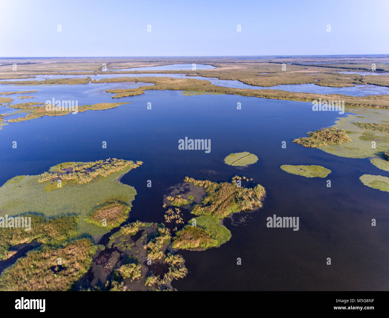 Danube Delta from above panoramic picture (Delta Dunarii) Romania Stock ...