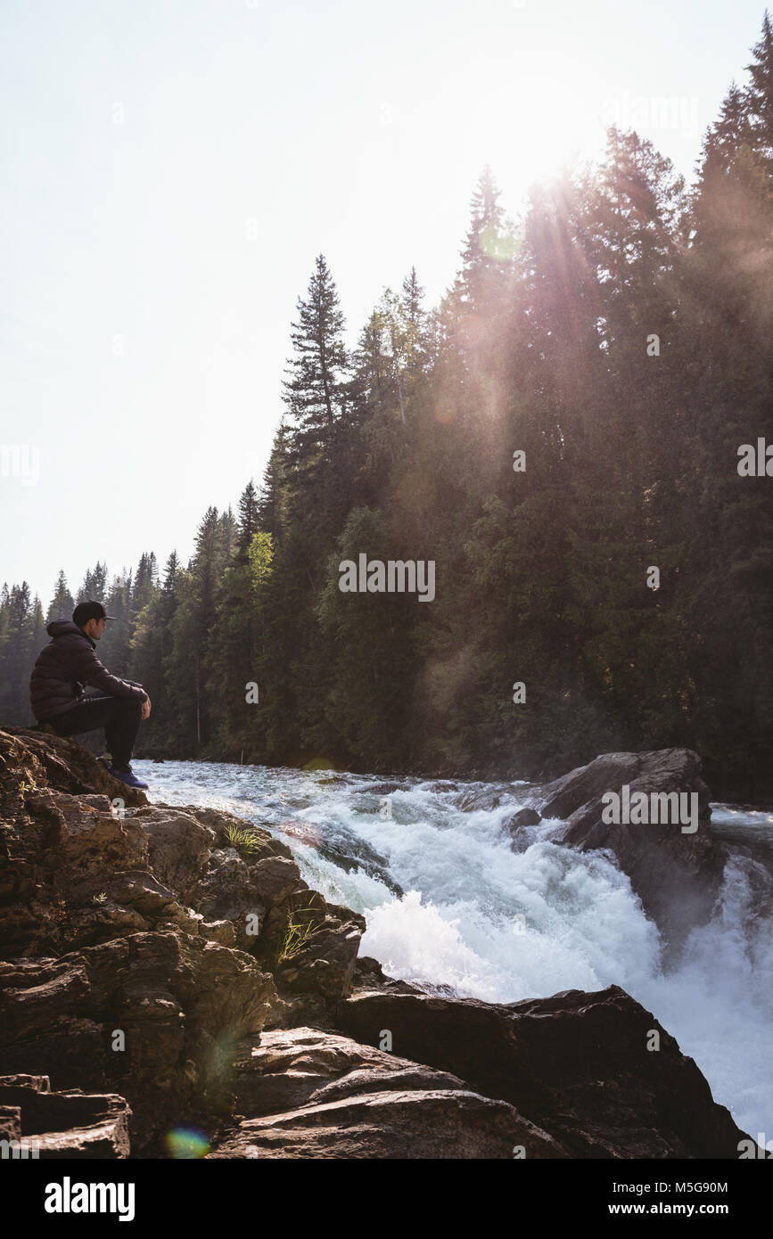 Beautiful waterfall near rock hi-res stock photography and images - Alamy