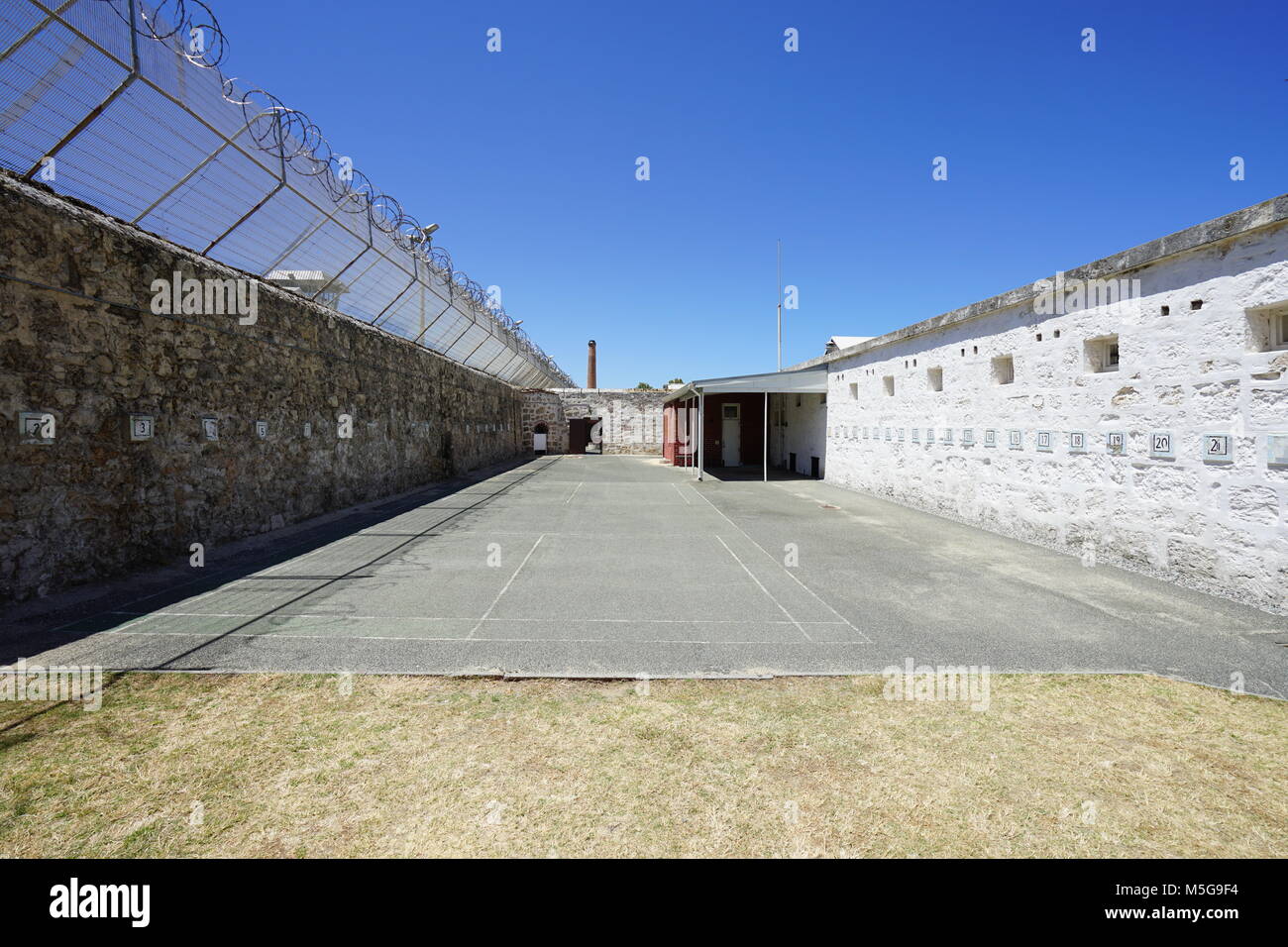 View of the Fremantle Prison located near Perth in Western Australia ...