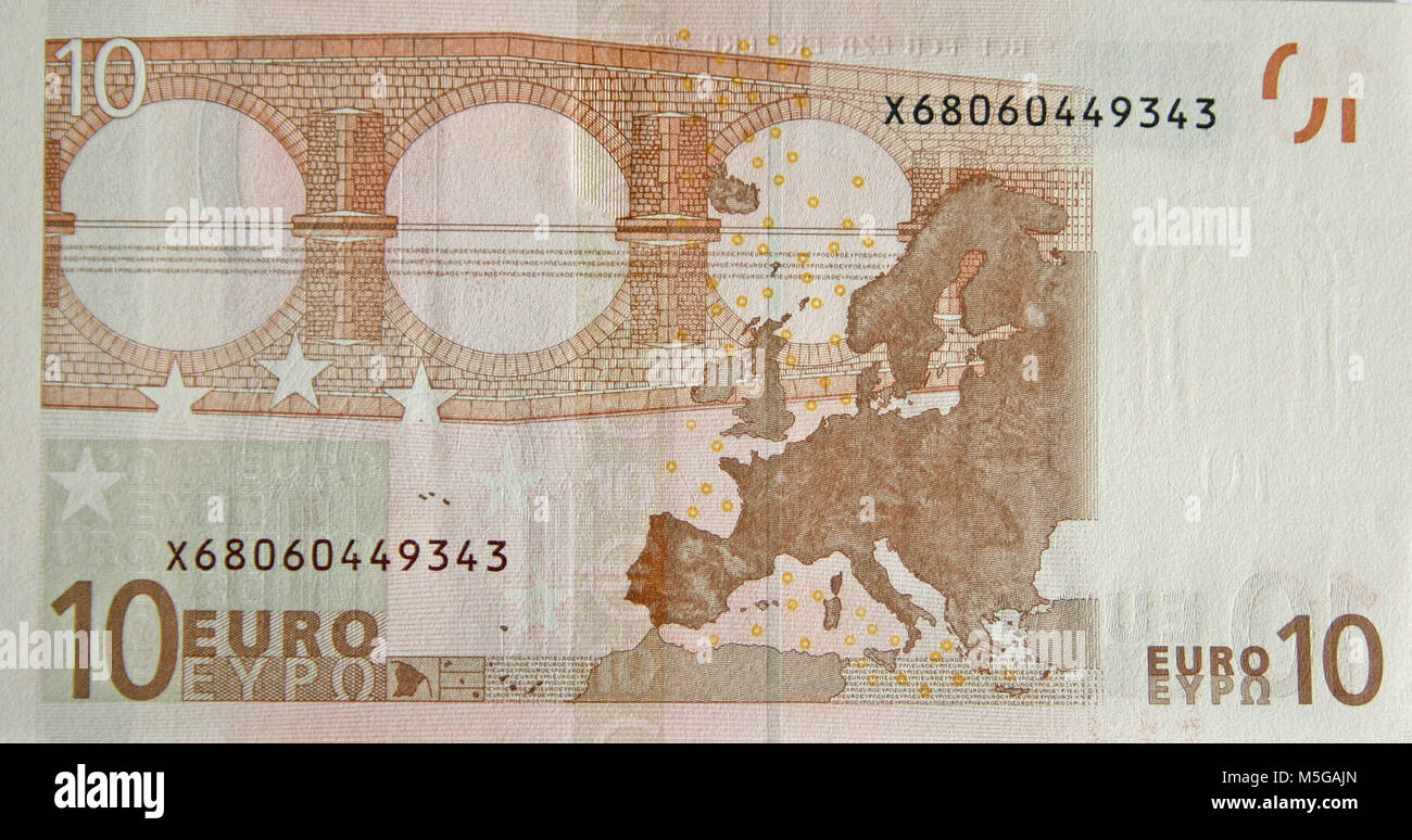 Close-up of the reverse side of a ten Euro banknote Stock Photo - Alamy