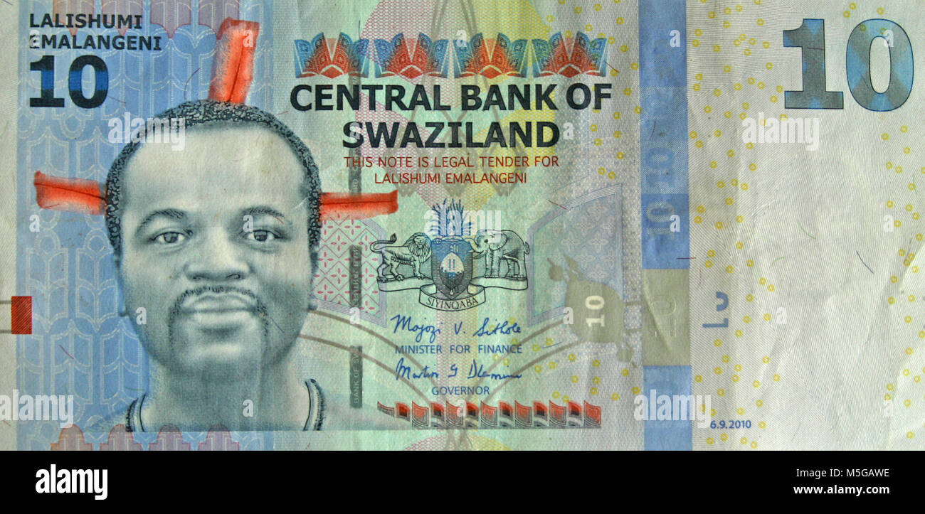 10 Swazi lilangeni banknote, obverse side Stock Photo - Alamy