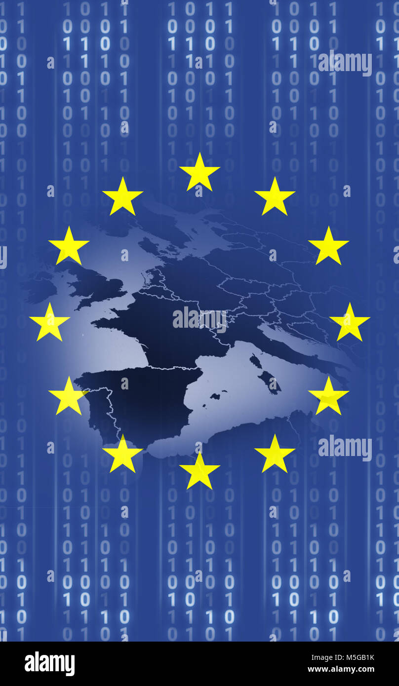 European union flag with binary codes Stock Photo - Alamy