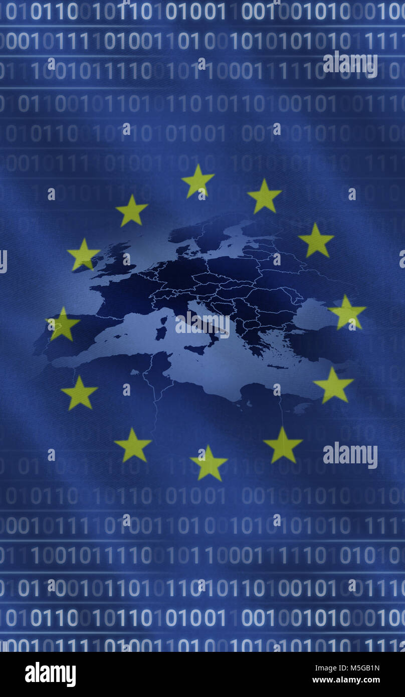 European union flag with binary codes Stock Photo - Alamy