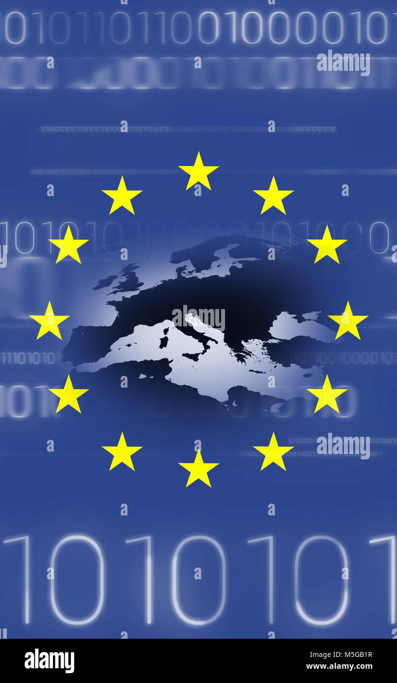 European union flag with binary codes Stock Photo - Alamy