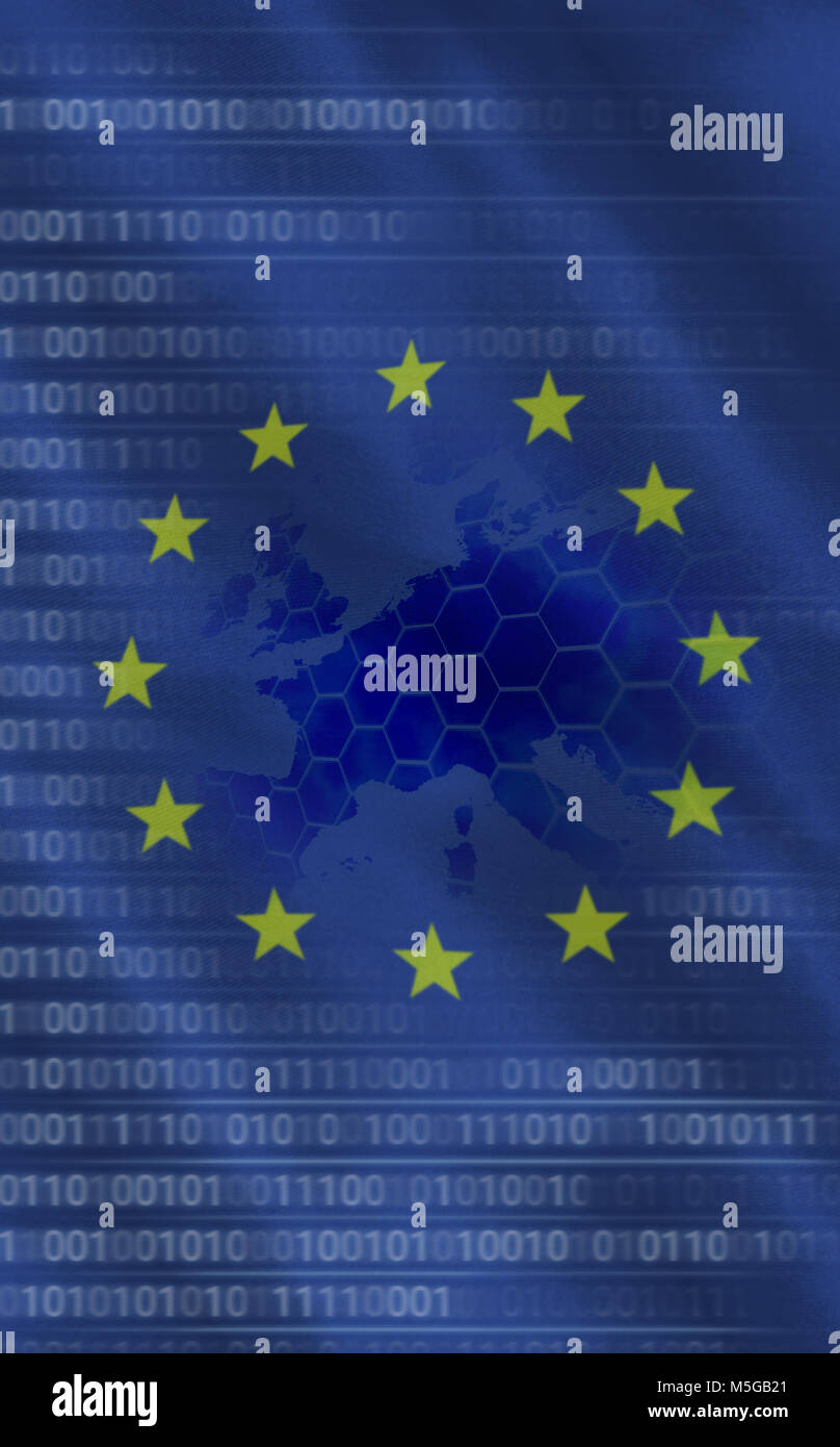 European union flag with binary codes Stock Photo - Alamy