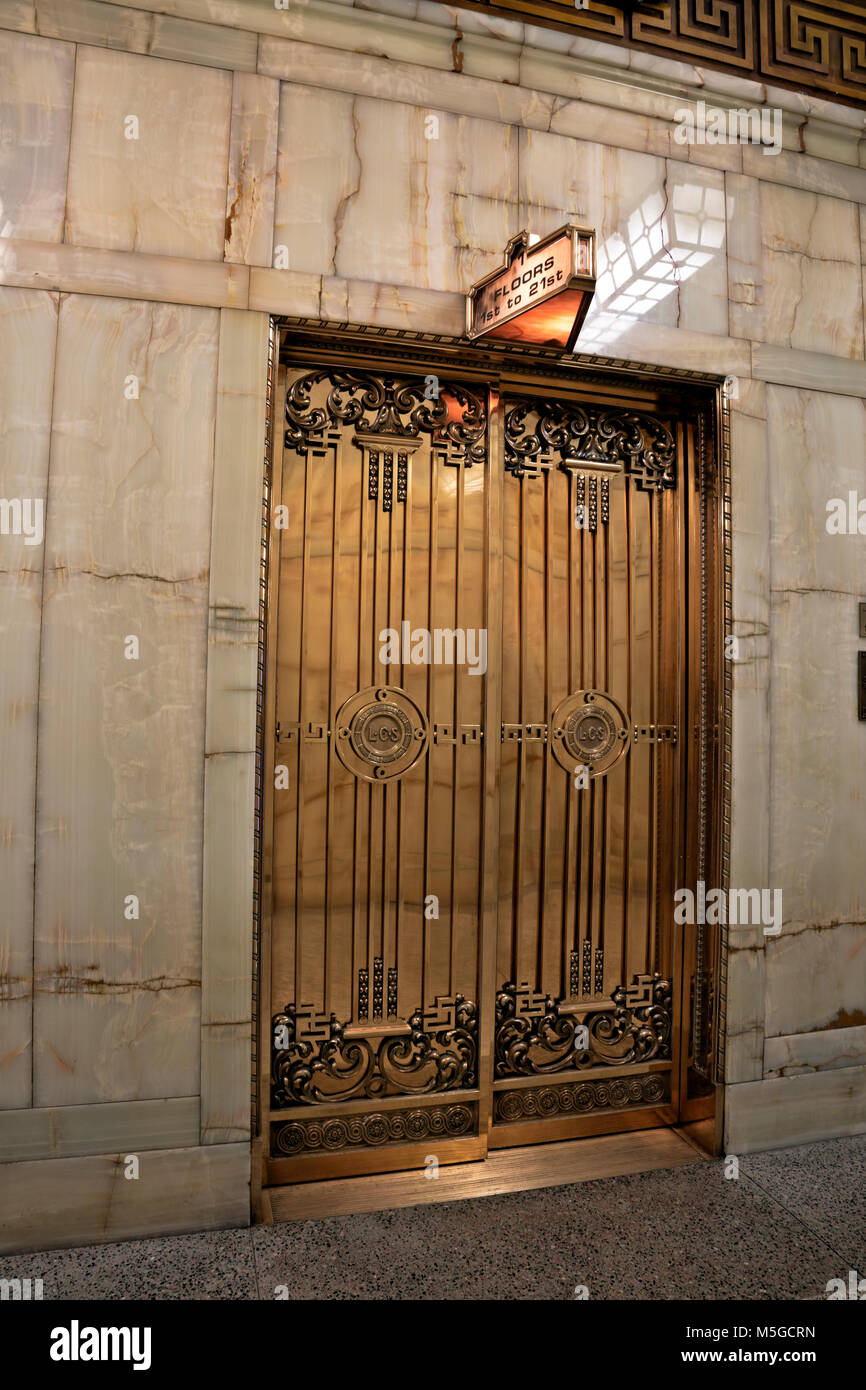 WA13648...WASHINGTON - Lobby area and elevators in the Smith Tower in ...