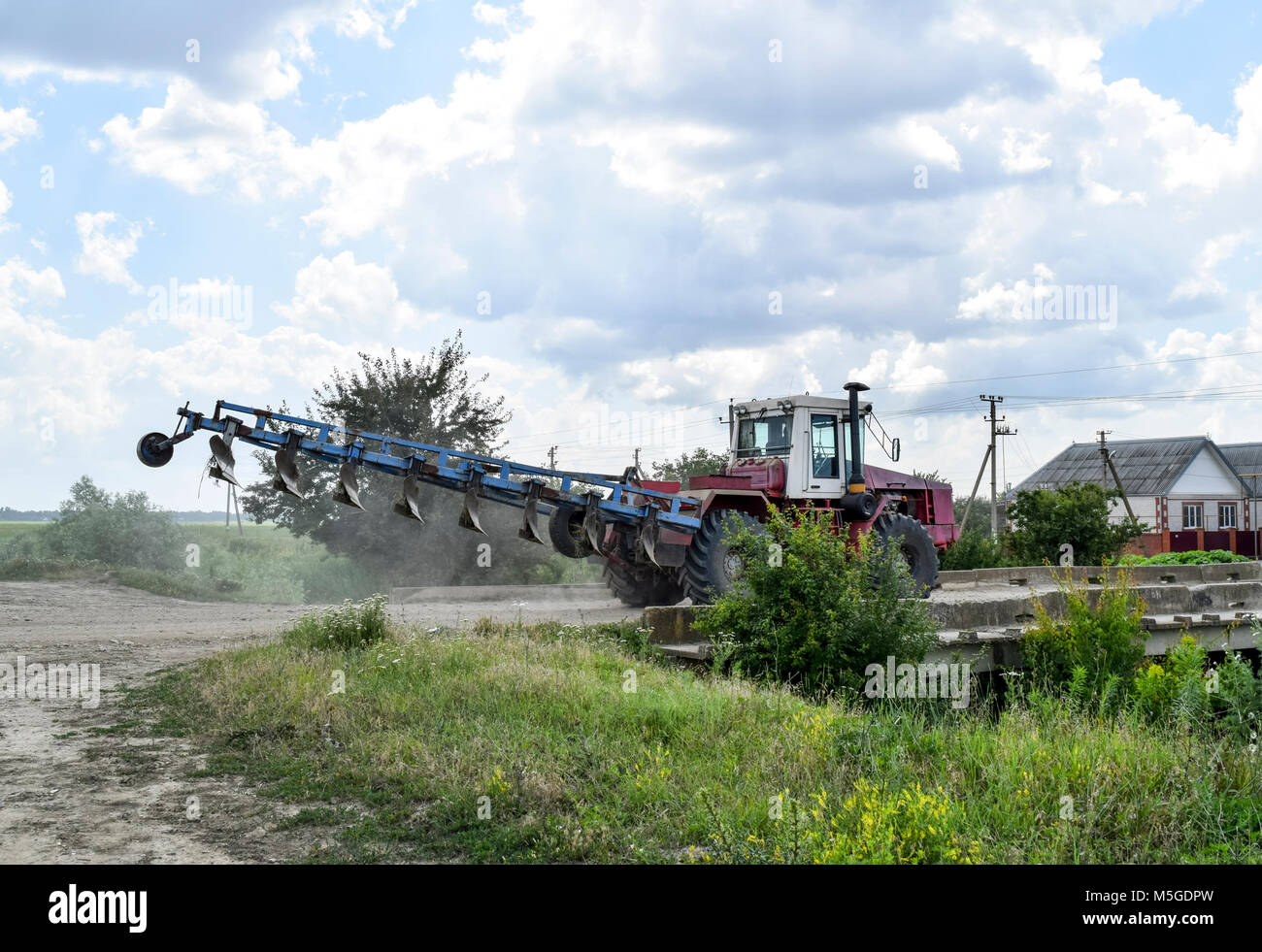 Plow on trailer for tractor. Plow for plowing soil. Trailer Hitch for ...