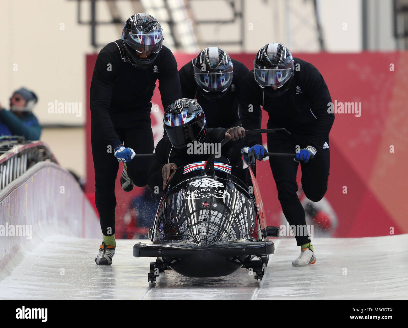Great Britain's Lamin Deen during Bobsleigh training at the Olympic ...