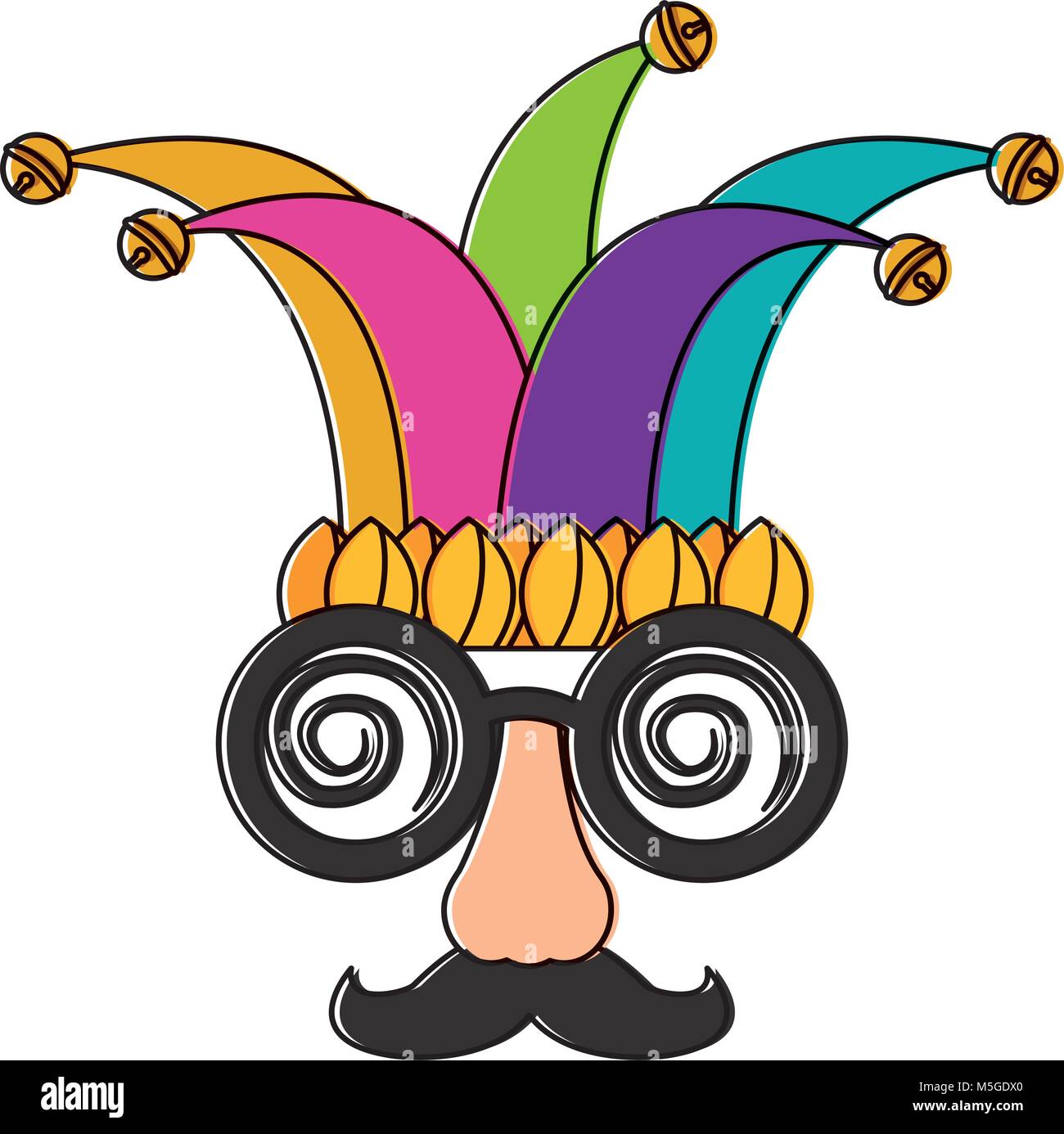 funny mask silly glasses mustache and jester hat fools celebration ...