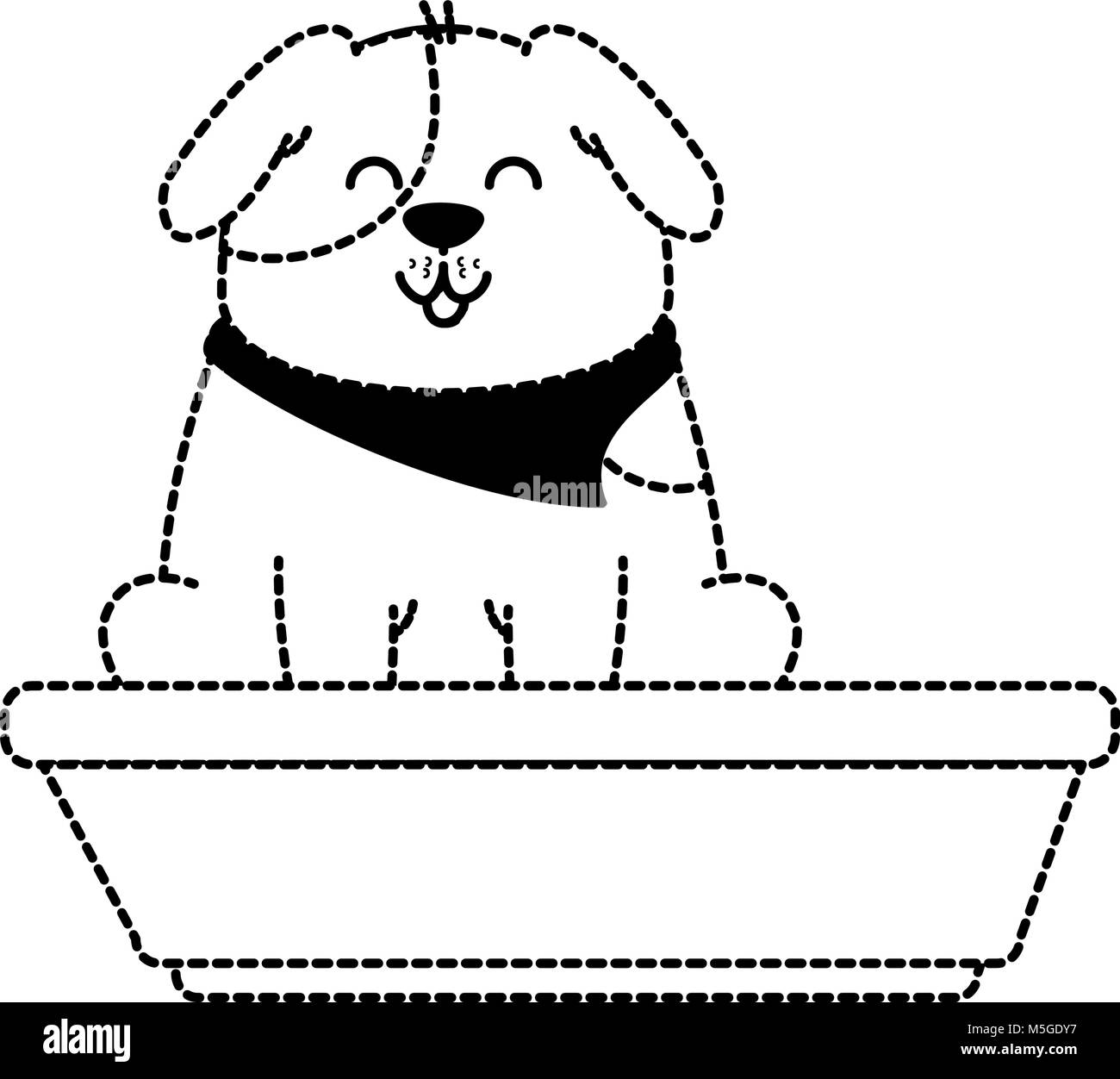 cute dog mascot in plastic pot Stock Vector Image & Art - Alamy
