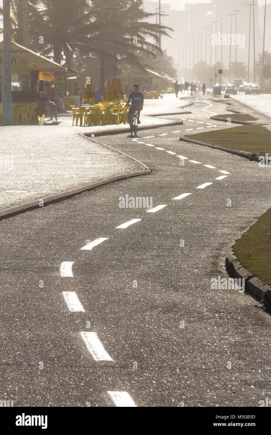 Bike lane in Barra da Tijuca ocean drive, Rio de Janeiro, Brazil Stock ...
