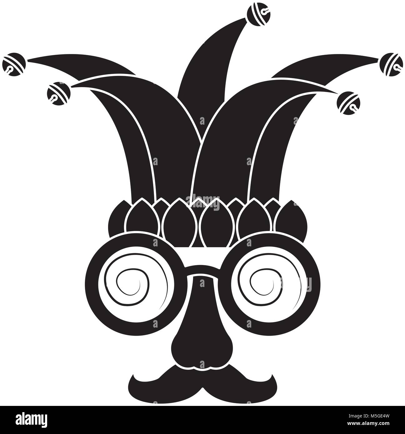 Funny Mask Silly Glasses Mustache And Jester Hat Fools Celebration