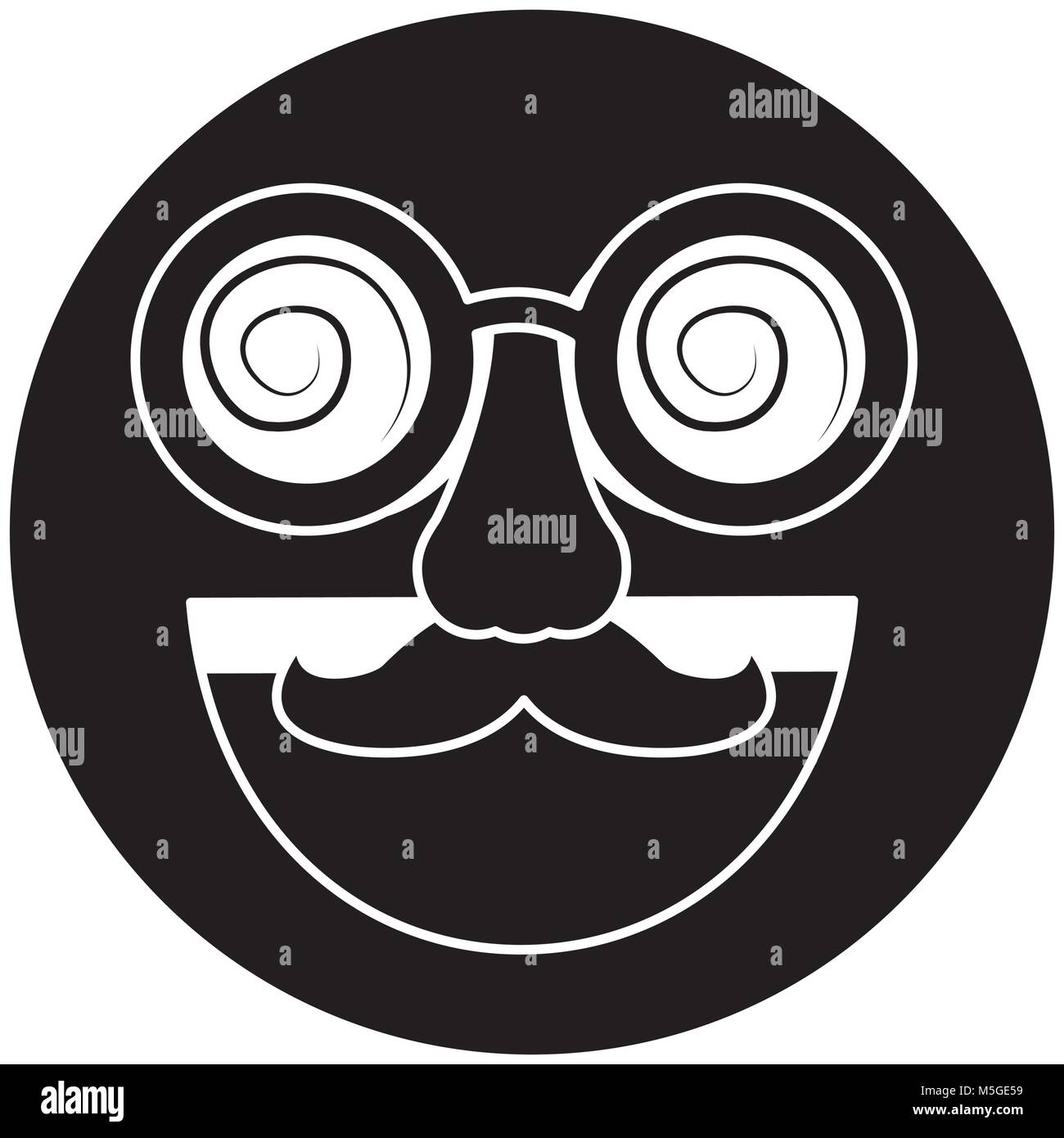 fake smile emoticon with mustache and silly glasses Stock Vector Image ...