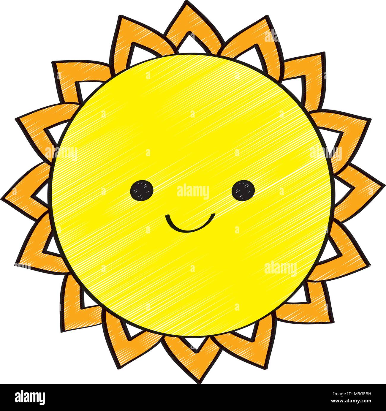 yellow smiling sun cartoon character as weather sign temperature Stock ...