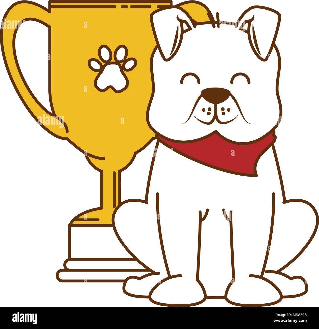 cute dog with trophy cup mascot Stock Vector Image & Art - Alamy