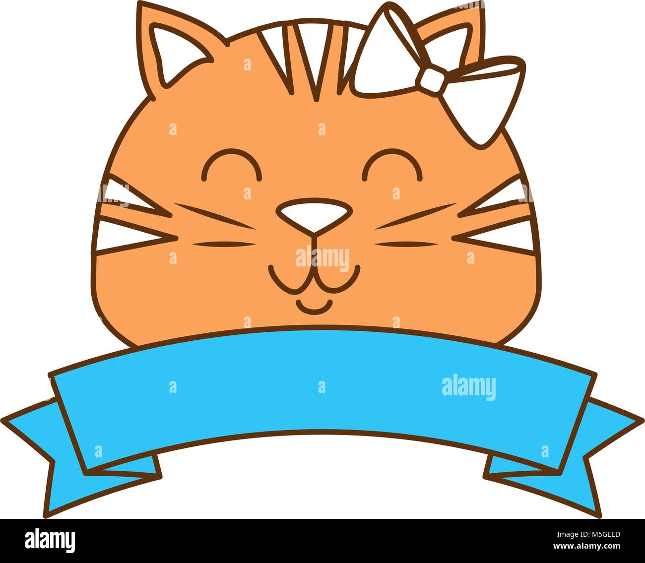 cute cat head mascot with ribbon Stock Vector Image & Art - Alamy