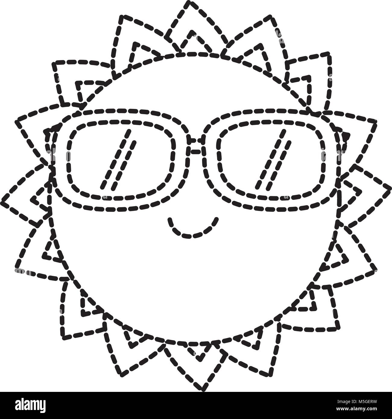 Drawing cute smiling cartoon sun Black and White Stock Photos & Images ...