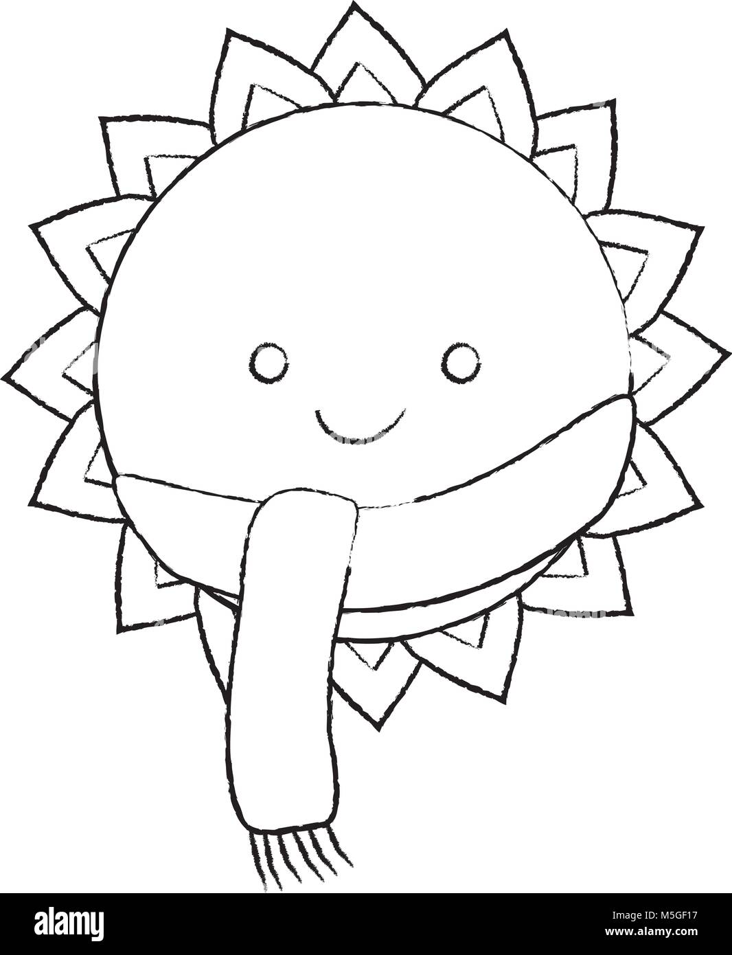 cute smiling sun cartoon character with scarf Stock Vector Image & Art ...