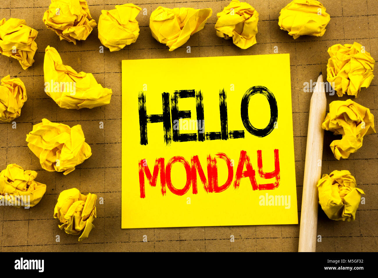 Hello Monday. Business concept for Day Week Start written on sticky ...