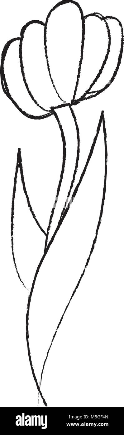 flower natural botanical stem leaves icon Stock Vector Image & Art - Alamy