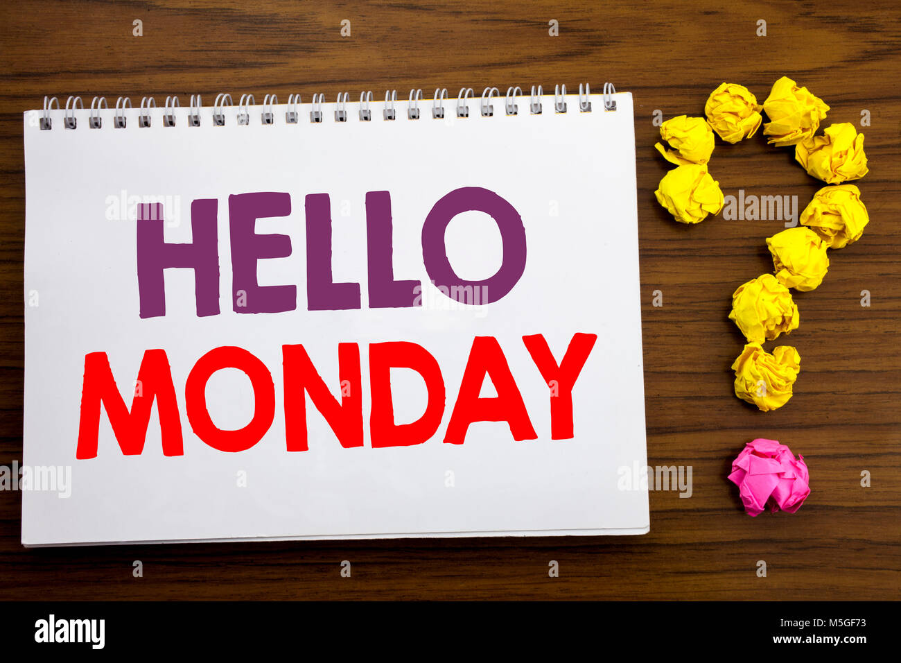 Conceptual hand writing caption inspiration showing Hello Monday ...