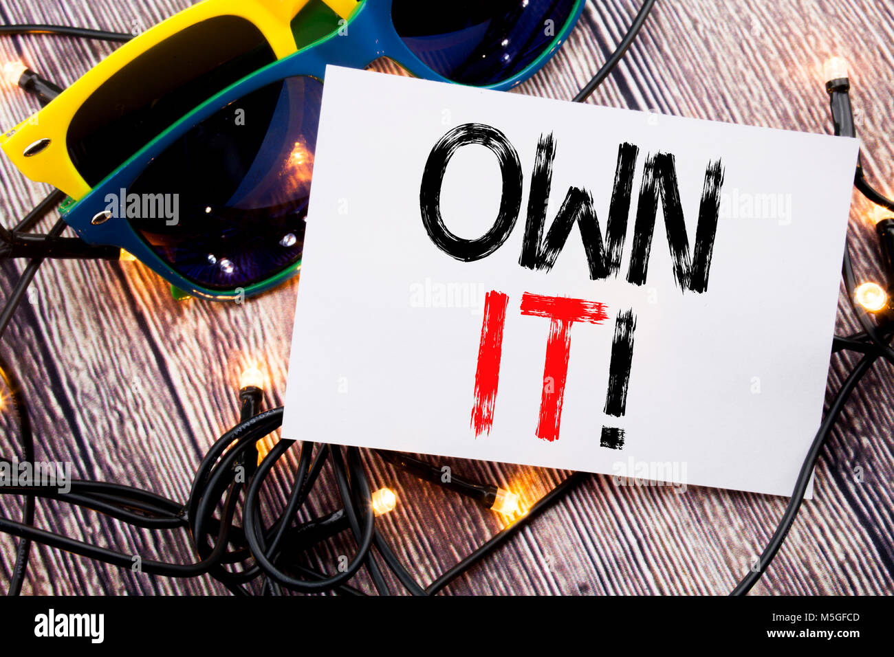 Writing text showing Own It Exclamation. Business concept for Ownership ...