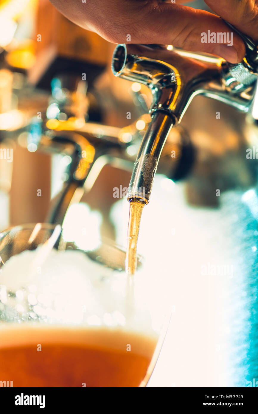 Beer taps in a pub Stock Photo - Alamy