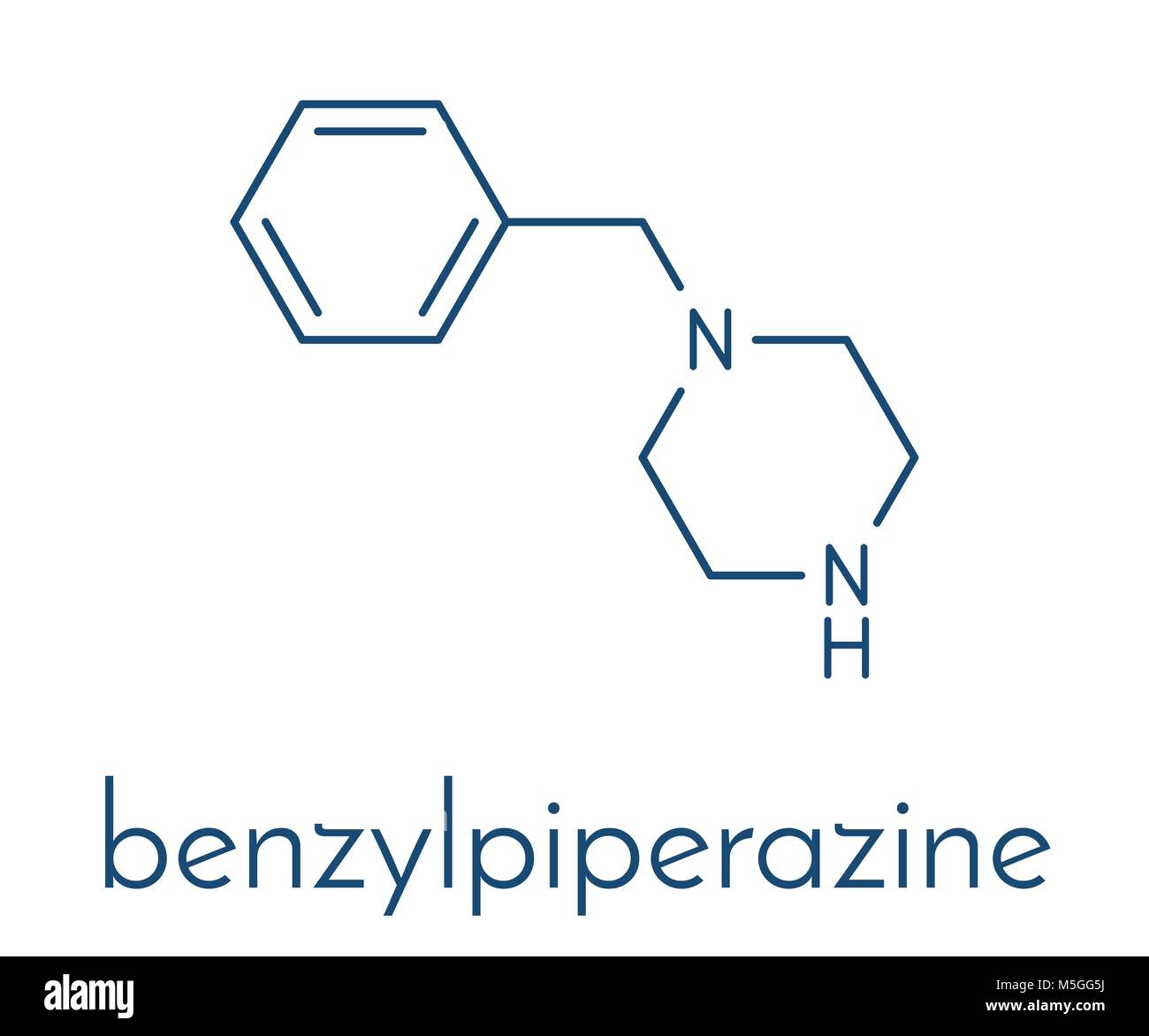 Benzylpiperazine (BZP) recreational drug molecule. Skeletal formula ...