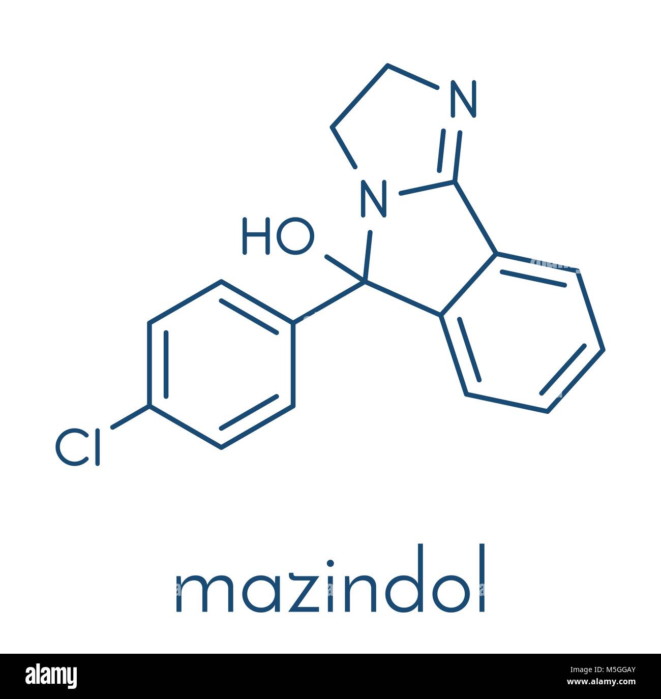 Mazindol appetite suppressant drug molecule. Skeletal formula Stock ...