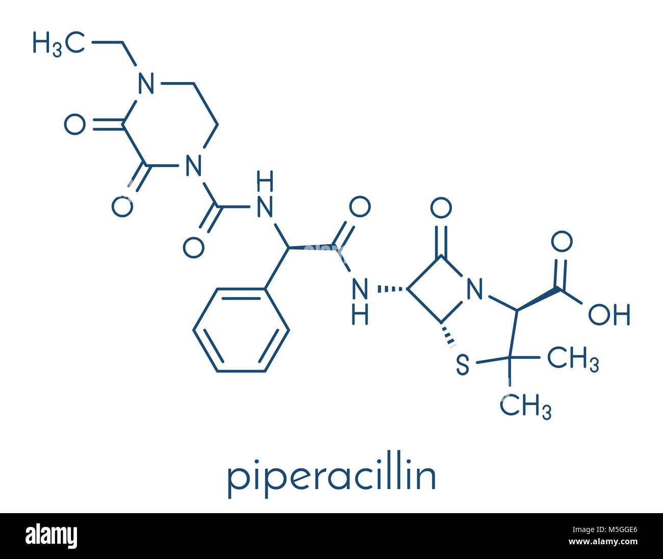 Piperacillin antibiotic drug molecule. Skeletal formula Stock Vector ...
