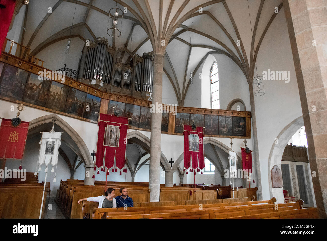 Inside the Catholic Parish Church of the Assumption in Hallstatt, part ...