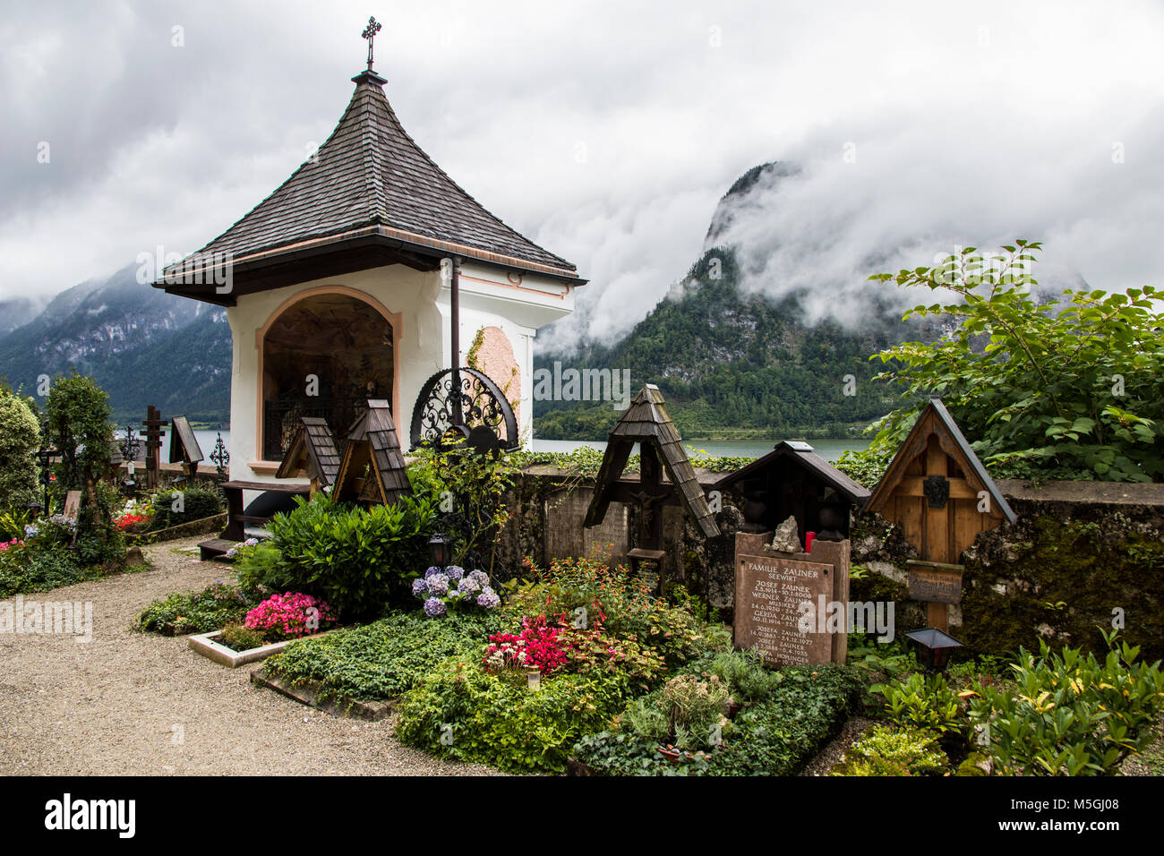 Traditional wooden graves and tombs in the catholic cemetery in ...