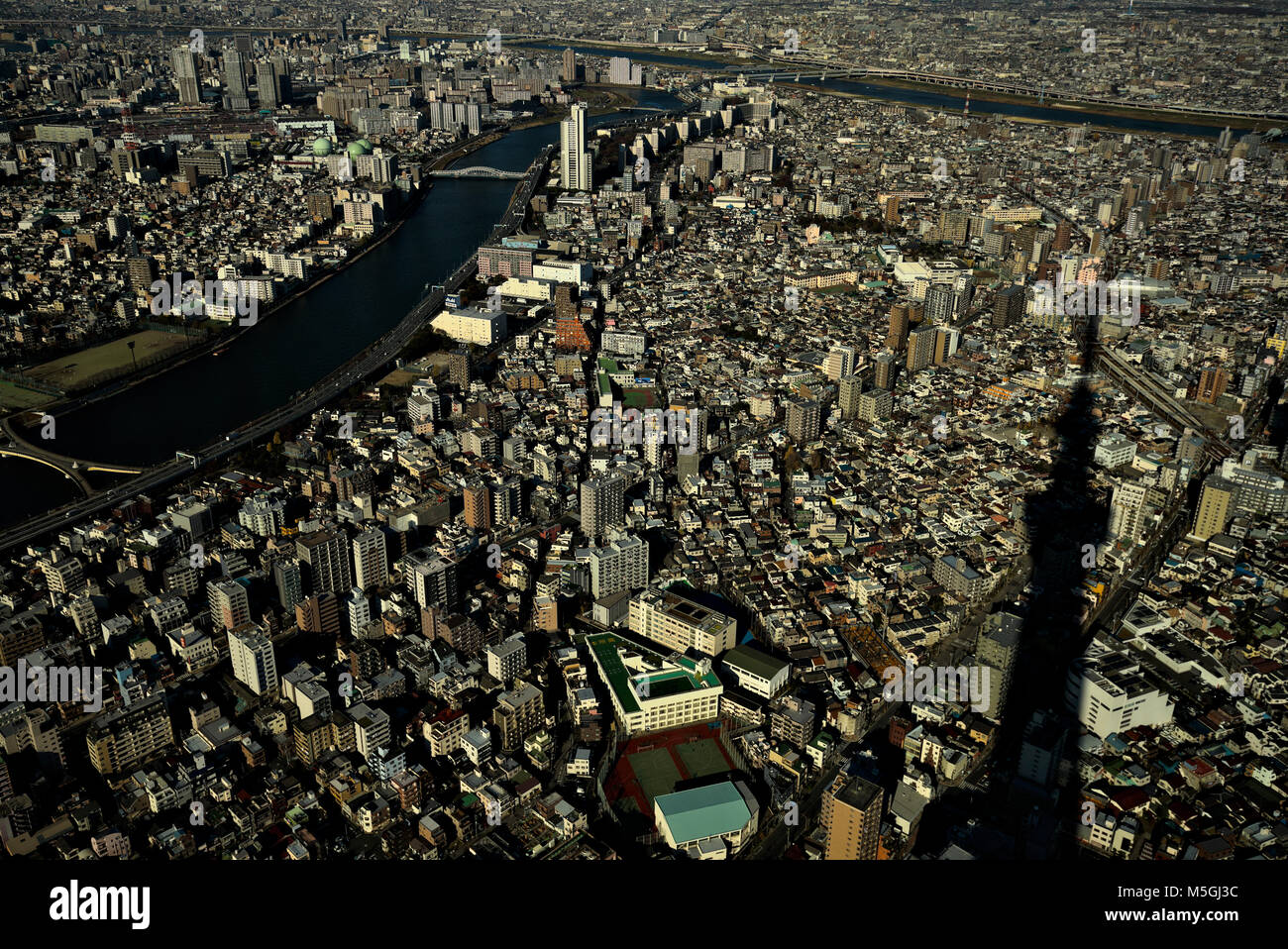 Tokyo winter sunset, Sumida river, Skytree, Tokyo, Japan Stock Photo ...
