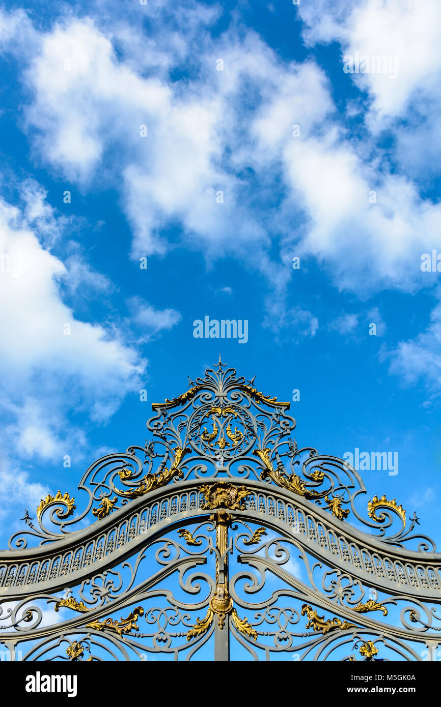 Wrought iron gate with gold leaf hi-res stock photography and images ...