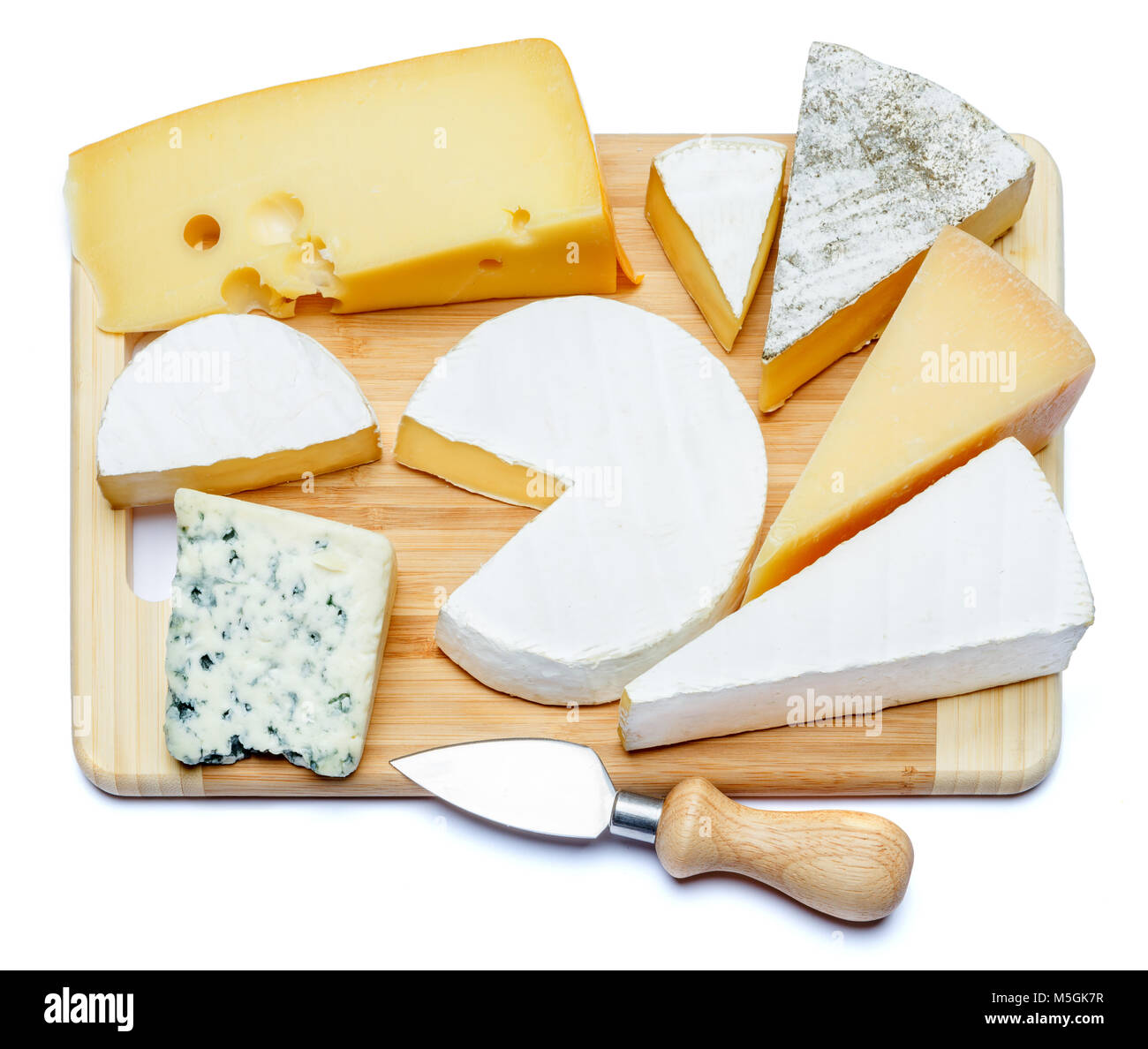 Various types of cheese - parmesan, brie, roquefort, cheddar Stock ...