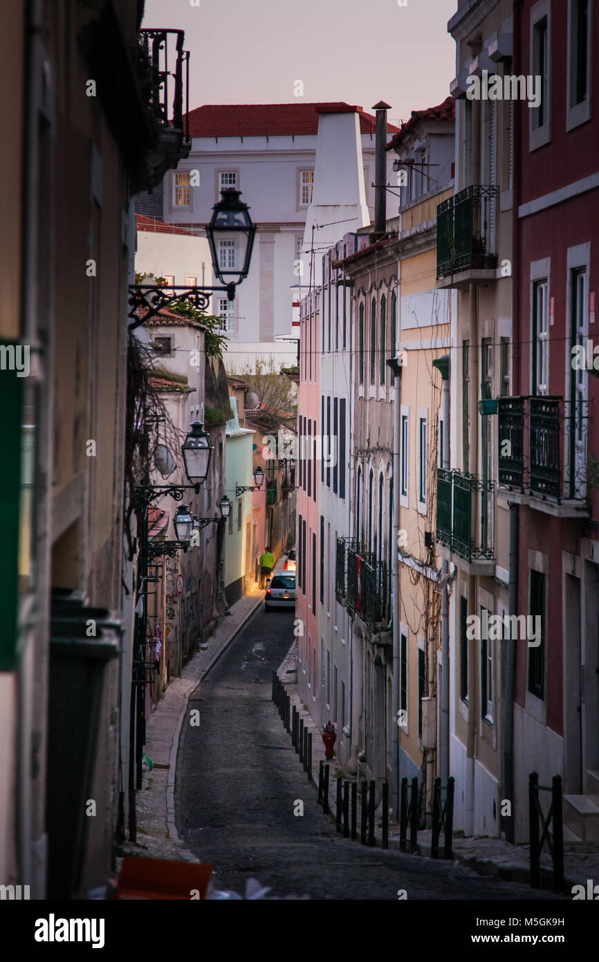 LISBON, PORTUGAL - January 31, 2011: small streets in the Barrio Alto ...