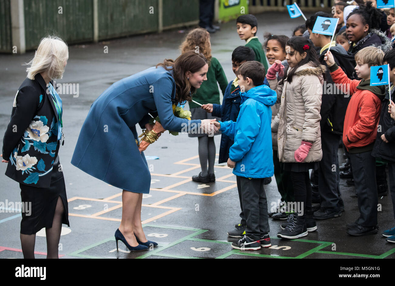 The Duchess of Cambridge visits Roe Green Junior School where she will ...