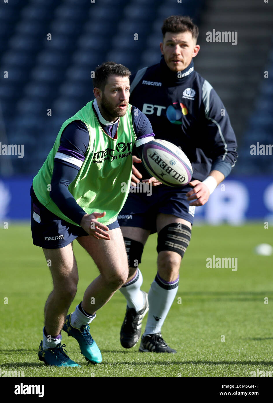 Scotland's Tommy Seymour and Tim Swinson (right) during the captain's ...