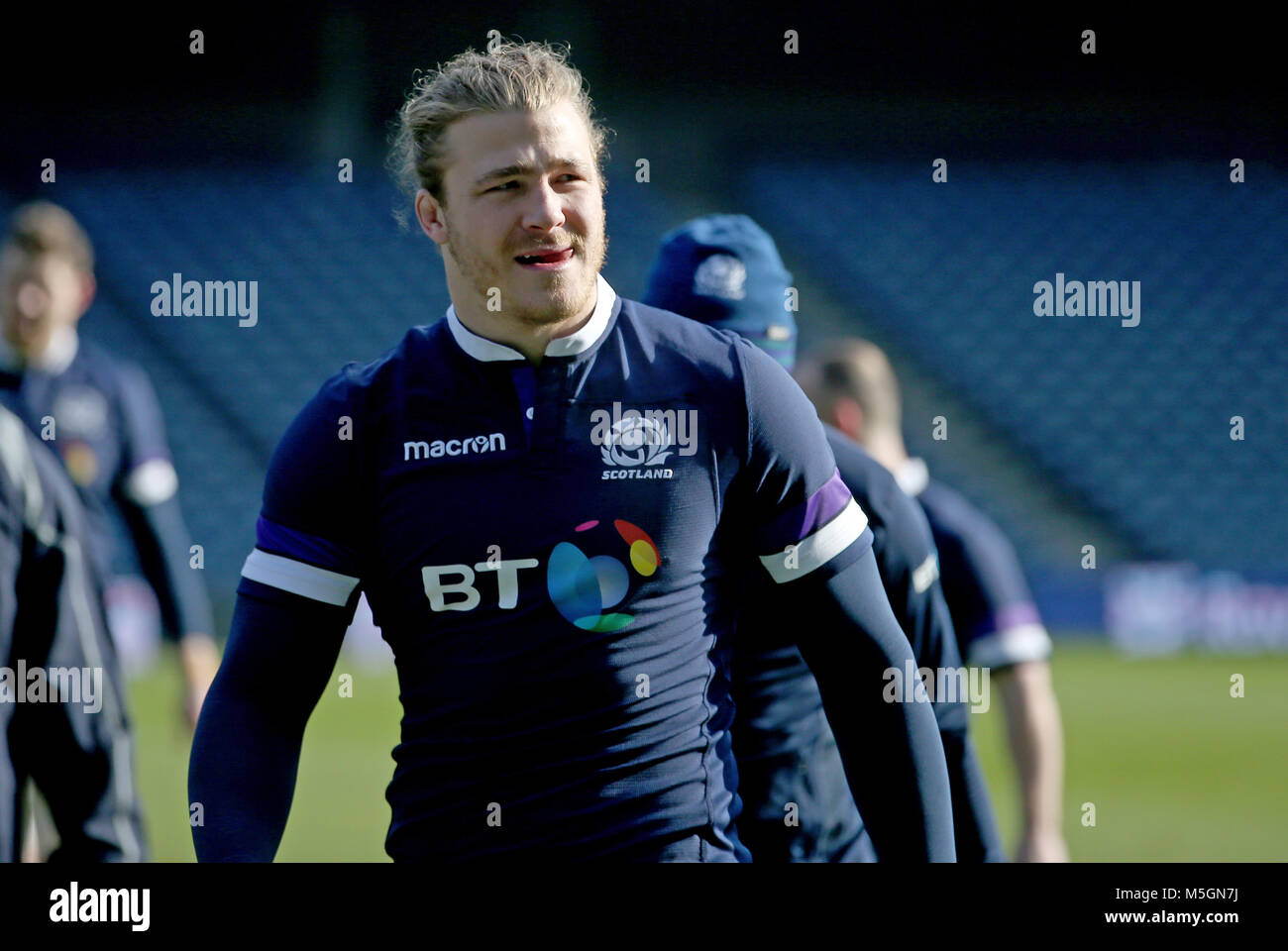 Scotland's David Denton during the captain's run at BT Murrayfield ...